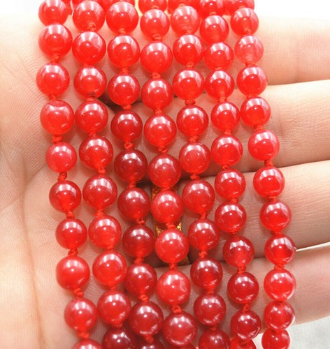7 Rows 6mm Natural red Jade Gemstone Round Beads Fine Fashion Necklace ...