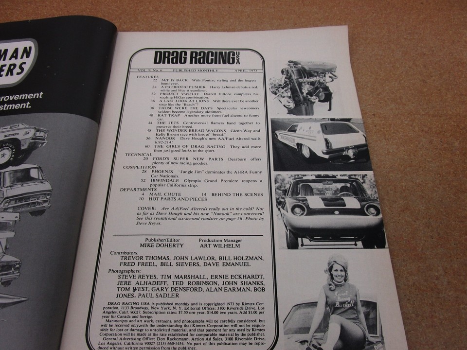 DRAG RACING magazine April 1973 race dragster hot rod NHRA Rat Trap ...