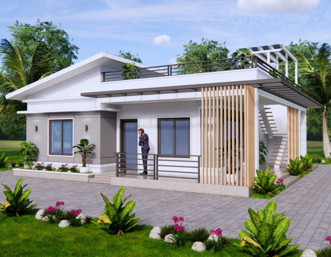 33x33 Feet Small House Plan 10x10 Meter 3 Bed 2 Bath Terrace PDF & A4 ...