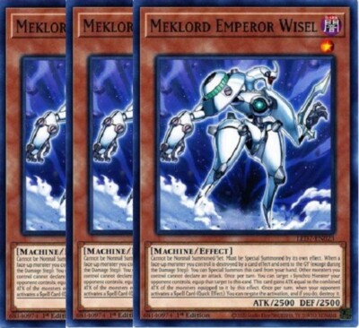 Yugioh - Meklord Emperor Wisel x 3 - 1st Edition NM - Free Holographic ...