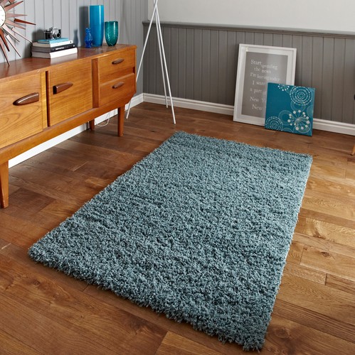 NEW EXTRA LARGE DUCK EGG BLUE TEAL THICK PLAIN SHAGGY LUXURIOUS RUG ...