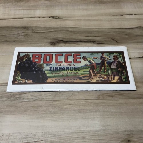 Original Vintage BOCCE California Zinfandel Quality Grapes Crate Label ...