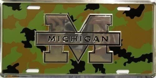 University of Michigan Wolverines Metal License Plate Tag Camoflage ...