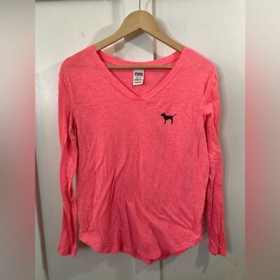PINK Victorias Secret XS long sleeve shirt black dog logo | eBay