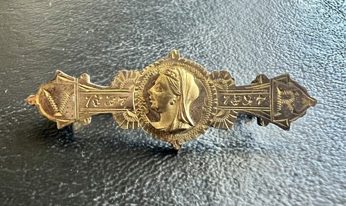 Victorian Gold Filled Commemorative Queen Victoria Jubilee Brooch. 1837 ...