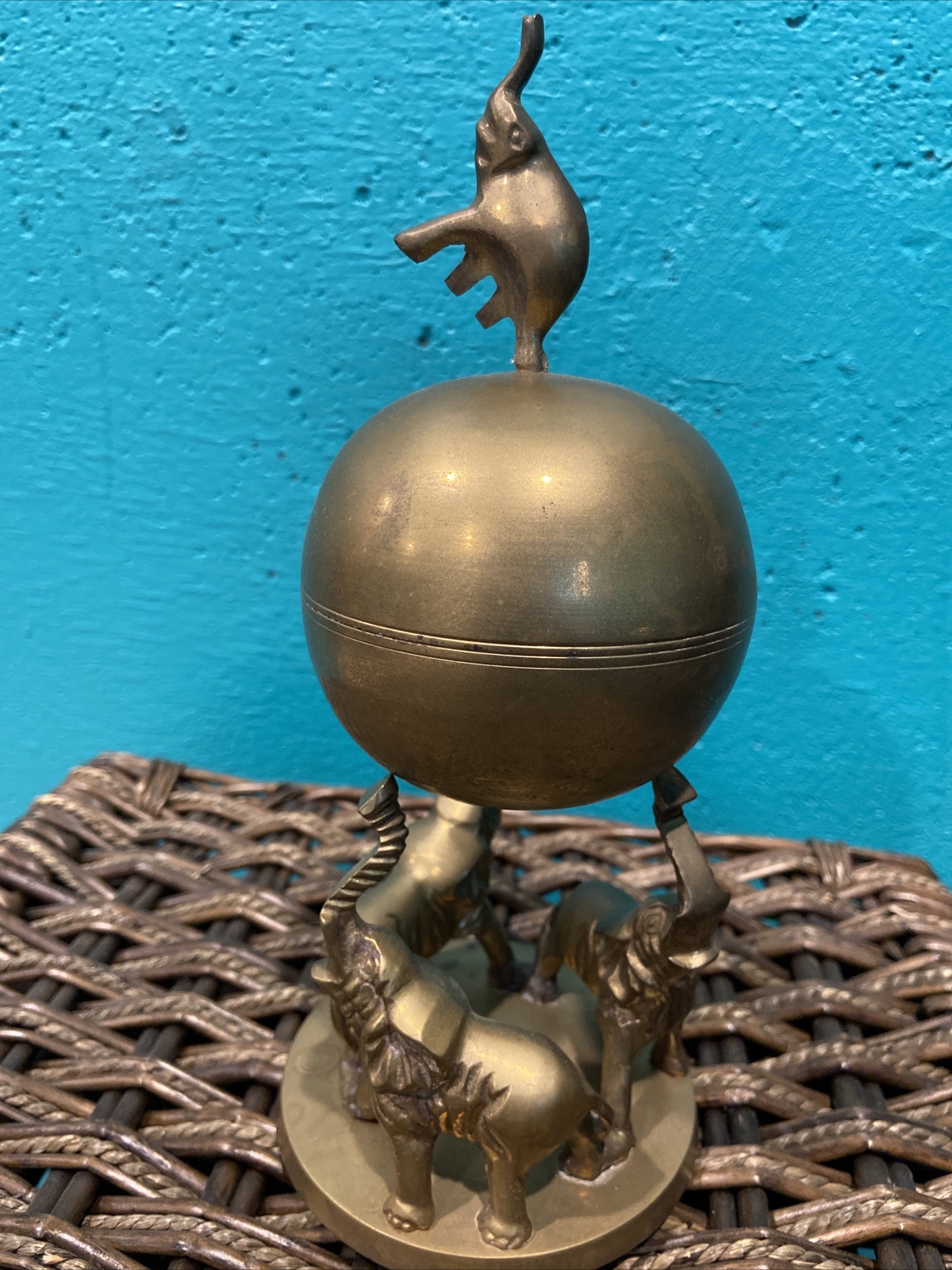 Vintage 4 Brass Elephants Sphere Ball Round 9 1/2” Tall | eBay