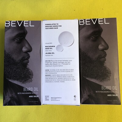 3x Bevel Beard Oil With Macadamia Seed Oil Adds Sheen 1fl | eBay