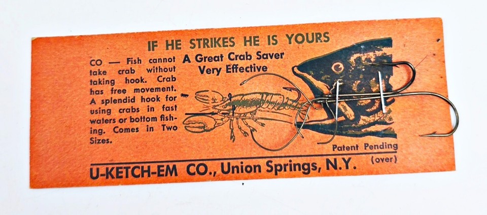 3 Different U-Ketch-Em Co Frog, Crab, & Minnow Harness Lures NY 1950s ...