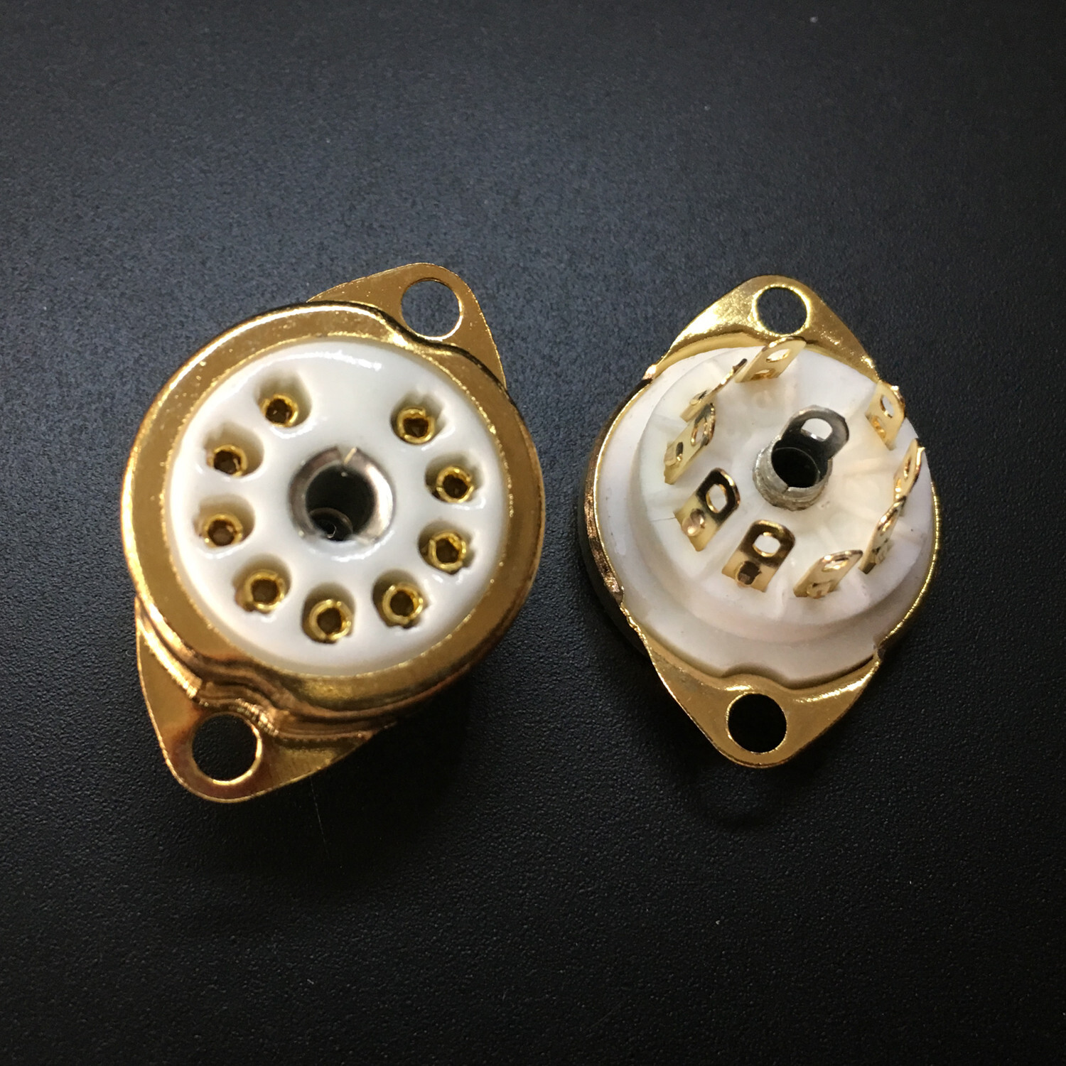 2pcs 9Pin Ceramic Vacuum Tube Socket Top Mount Valve Fr 12AX7 12AU7 ...