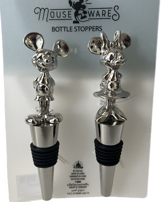 Disney Mickey and Minnie Mouse Stainless Steel Bottle Stoppers Set Wine ...