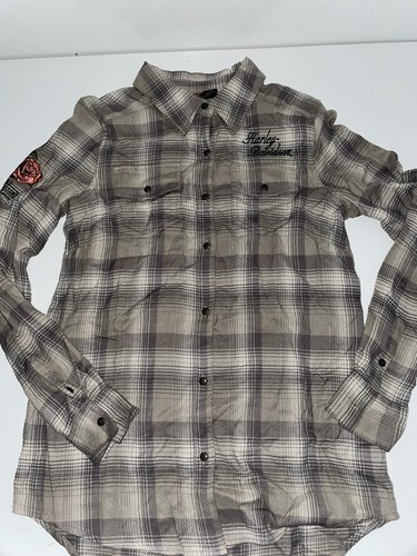 Harley-Davidson Women's Rayon-Blend Plaid Long Sleeve Shirt 96698-19VW ...