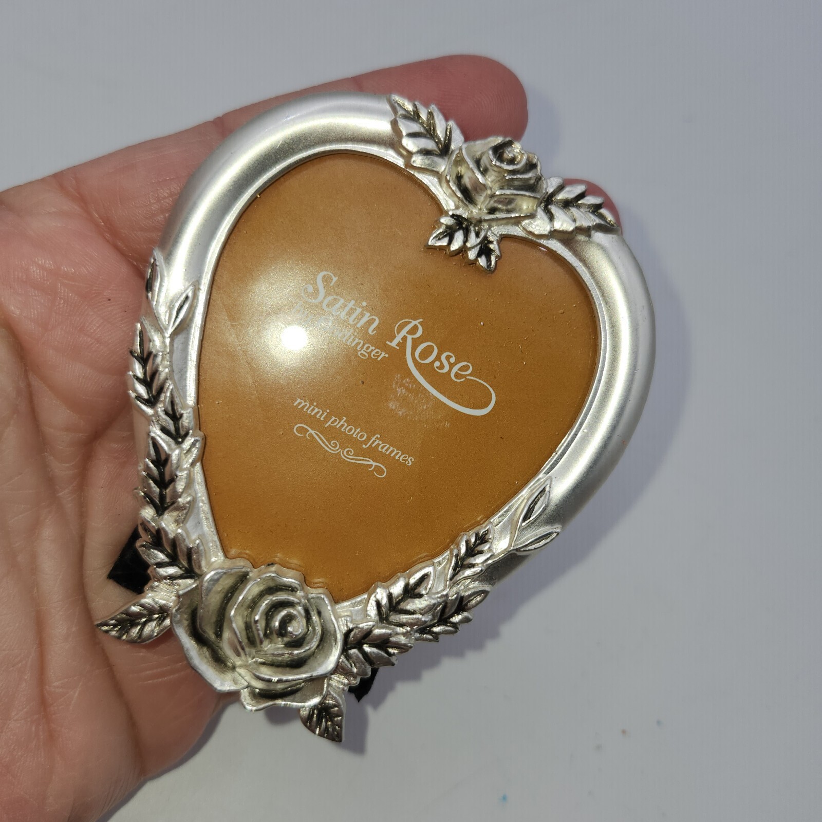 Godinger Silver Plated "Satin Rose " heart small Picture photo frame ...