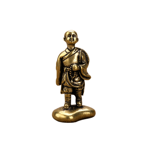 Tabletop Figurine Brass Buddhist Monk Statue Small Sculpture Home Decor ...