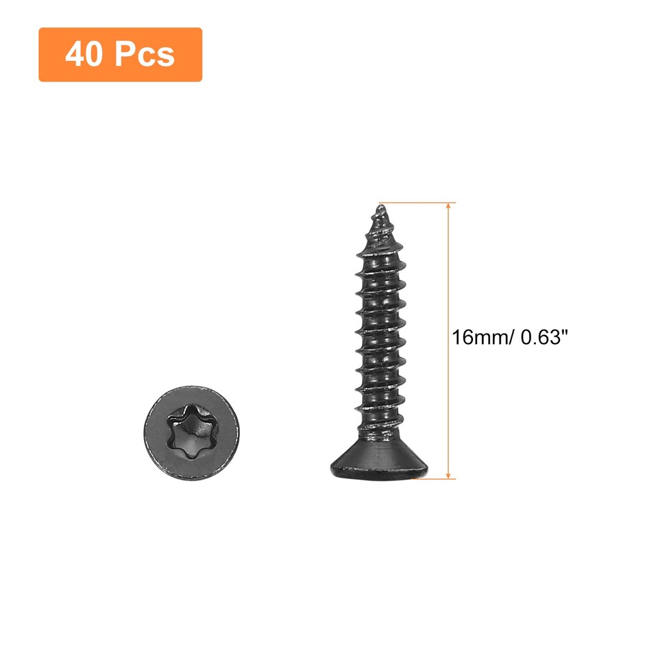 40Pcs M3 x 16mm 304 Stainless Steel Flat Head Torx Screws Fit T10 Bit ...