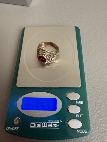 10k Gold Mens Class Ring Gold Lance Kathleen High School Red Devils 14. ...