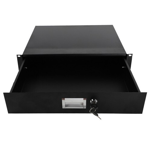 Black 19" 2U Steel Plate DJ Drawer Equipment Cabinet with Keys | eBay