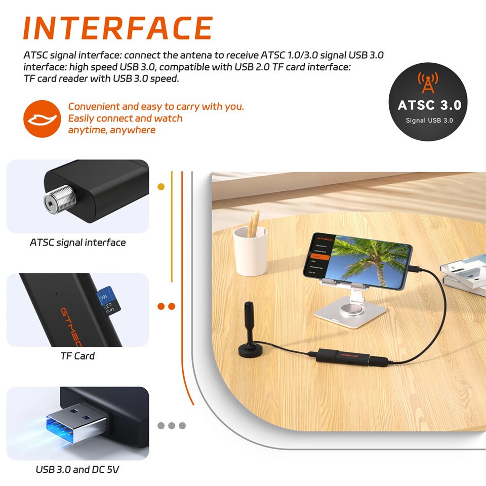 ATSC 3.0/1.0 TV Stick Android OTA over-the-air Signal Meter NEXTGEN DVR ...