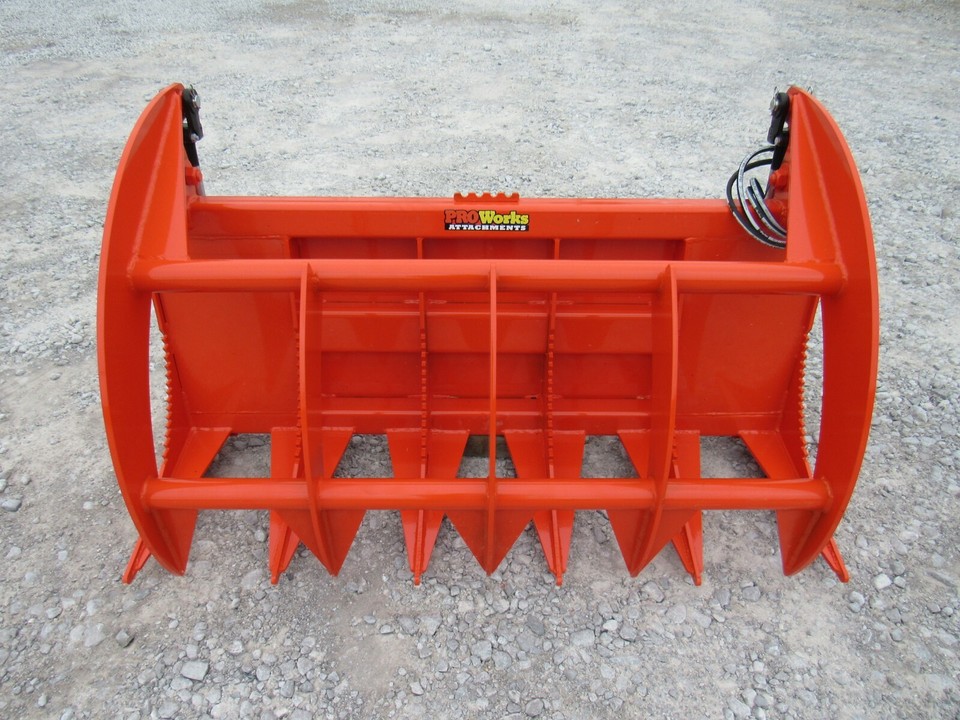 60" Brush Root Rake Clam Grapple Attachment Fits Skid Steer Tractor ...
