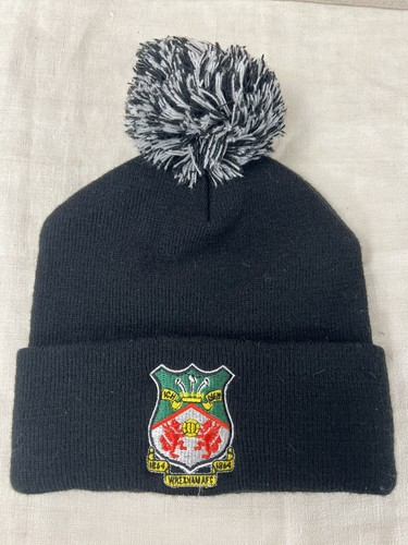 Wrexham Black Bobble Hat Cap Black/White Top EUC | eBay