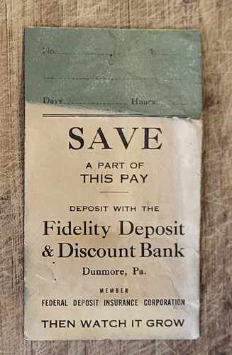 1880 Deposit Env. Pennsylvania Bittenbender Dunmore Fidelity Discount ...