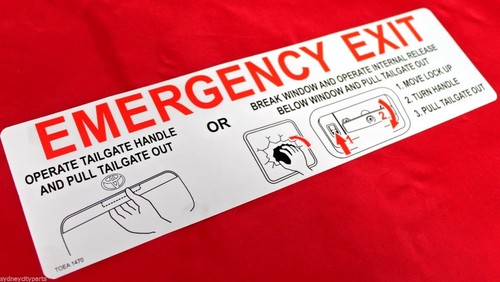 TOYOTA HIACE EMERGENCY EXIT DECAL INTERNAL RELEASE COMMUTER FROM JAN ...