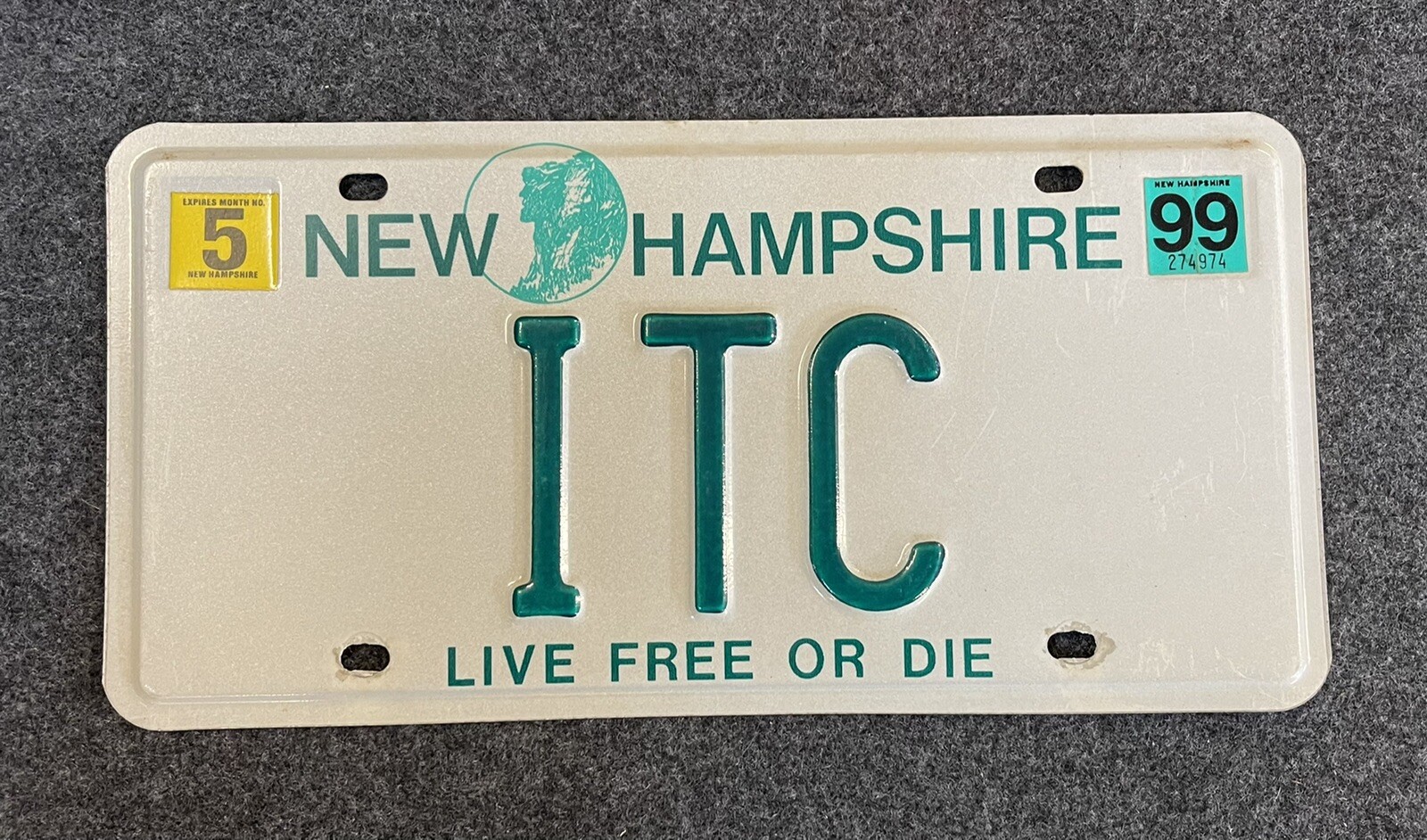 1999 New Hampshire Vanity License Plate Nice Tag ITC NH 99 | eBay