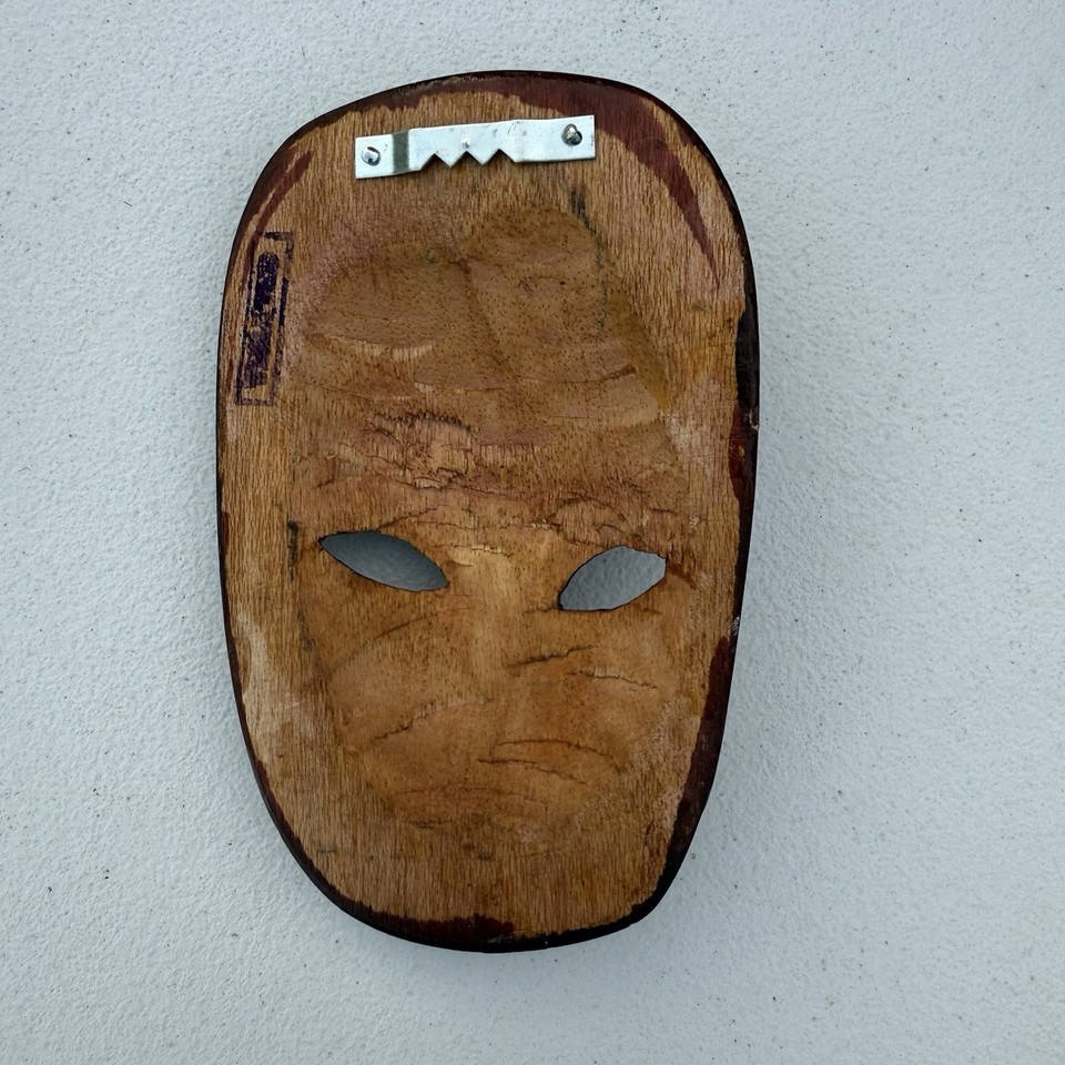 Mako Mask 9" Red Hand Carved Wooden Mask Fiji Turtle God Treated Wood ...