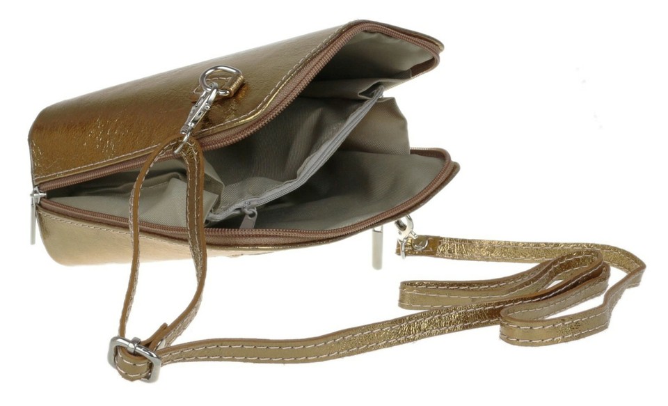 Small Genuine Real Leather Metallic Vera Pelle Cross Body Shoulder Bag ...