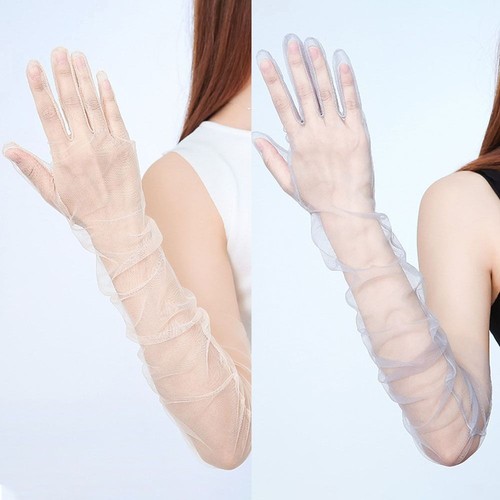 Full Finger Long Sheer Gloves Sun Protection Seamless Mittens Summer | eBay