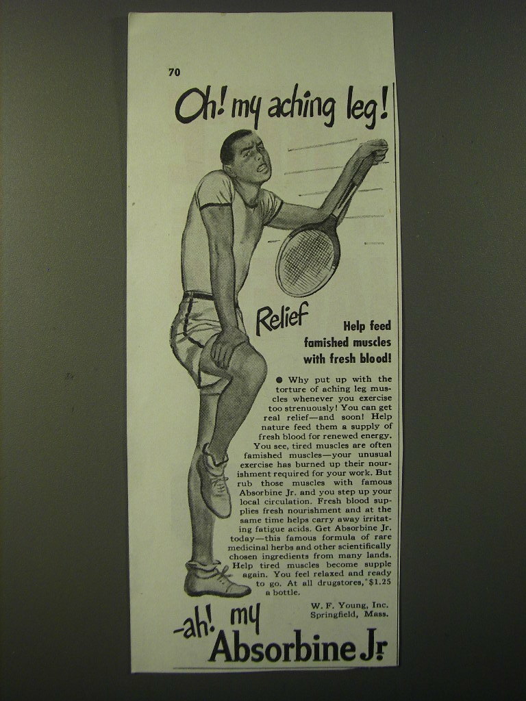 1947 Absorbine Jr. Ad - Oh! My aching leg! | eBay