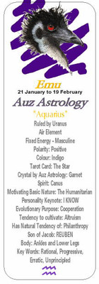 Auz Astrology – The Australian Animal Zodiac BOOKMARKS - AQUARIUS (EMU ...