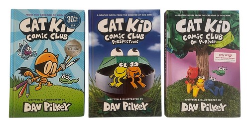 Lot of 3 Cat Kid Comic Club Books by Dav Pilkey NEW Hardcover ...