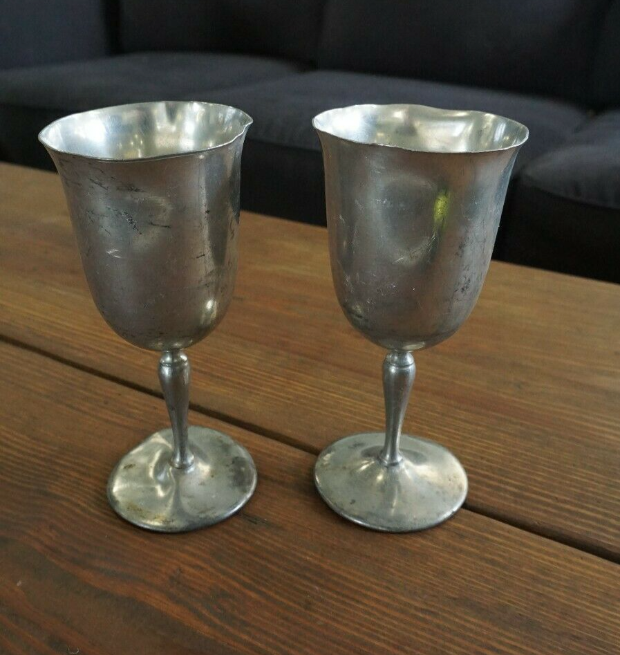 Vintage Set of 2 Federal Solid Pewter Goblets | eBay