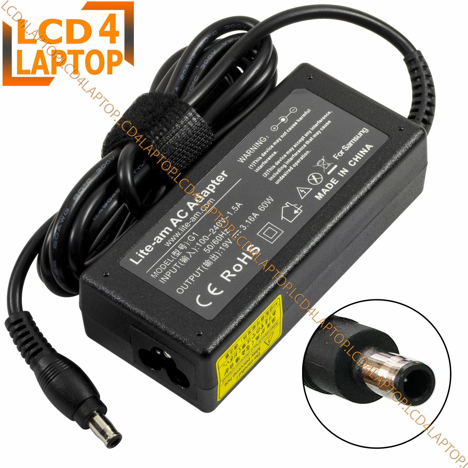 60W Laptop Charger For Samsung P NP-P500Y NP-P530-JA04UK AC Adapter 19V ...