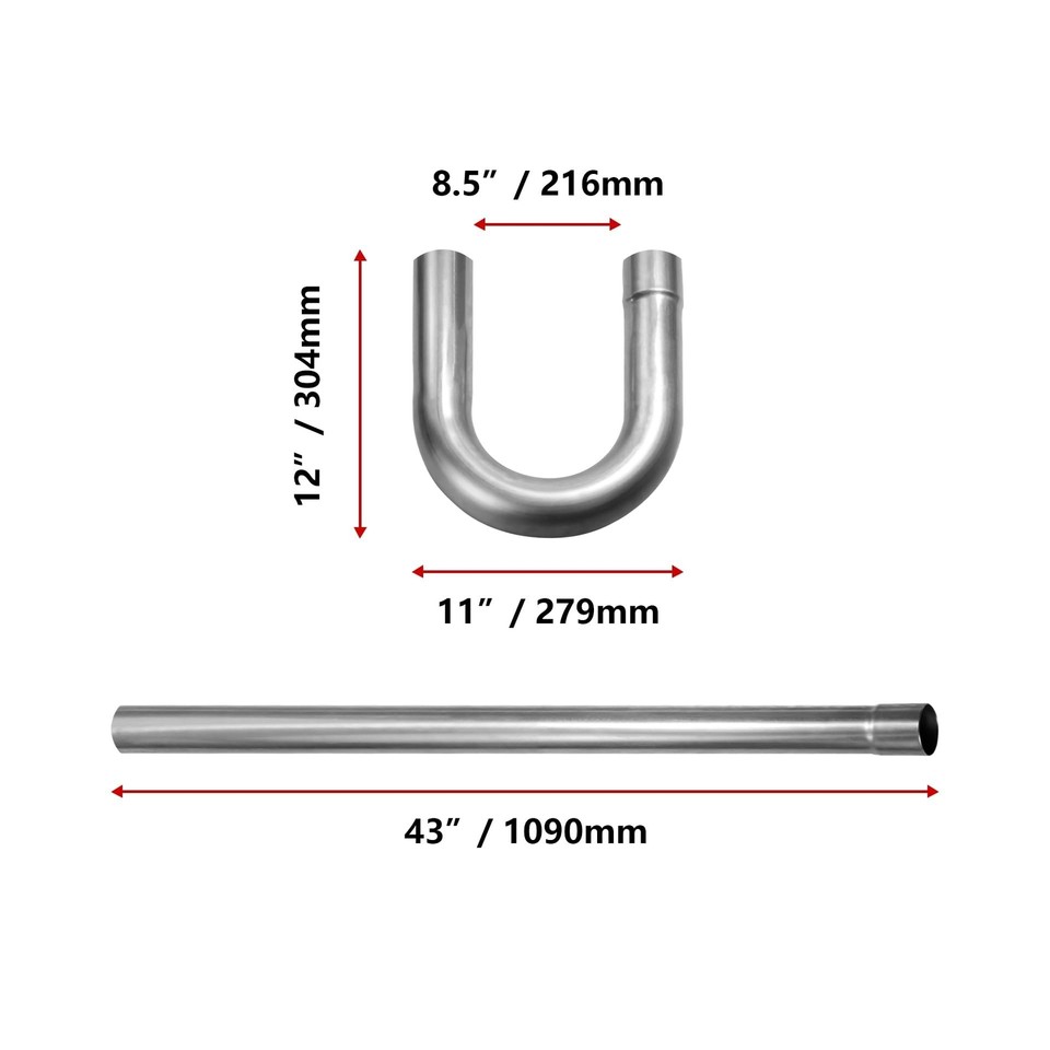 AFLOW 2'' Stainless Steel Custom Exhaust Pipe Kit Tubing Mandrel Bend ...