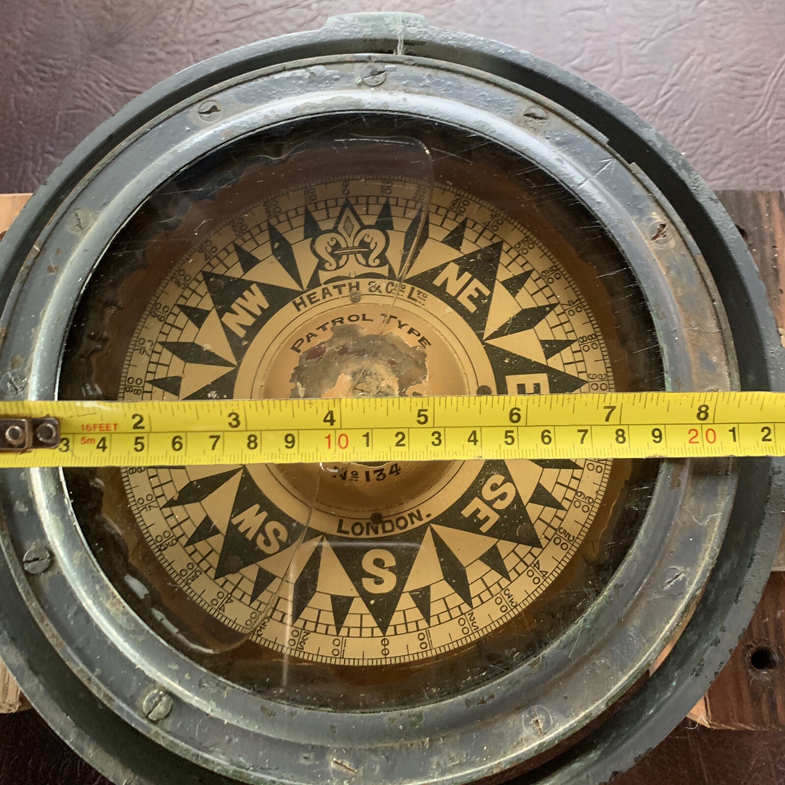 ORIGINAL VINTAGE BRASS SHIPS GIMBAL COMPASS, HEATH AND CO PATROL TYPE ...