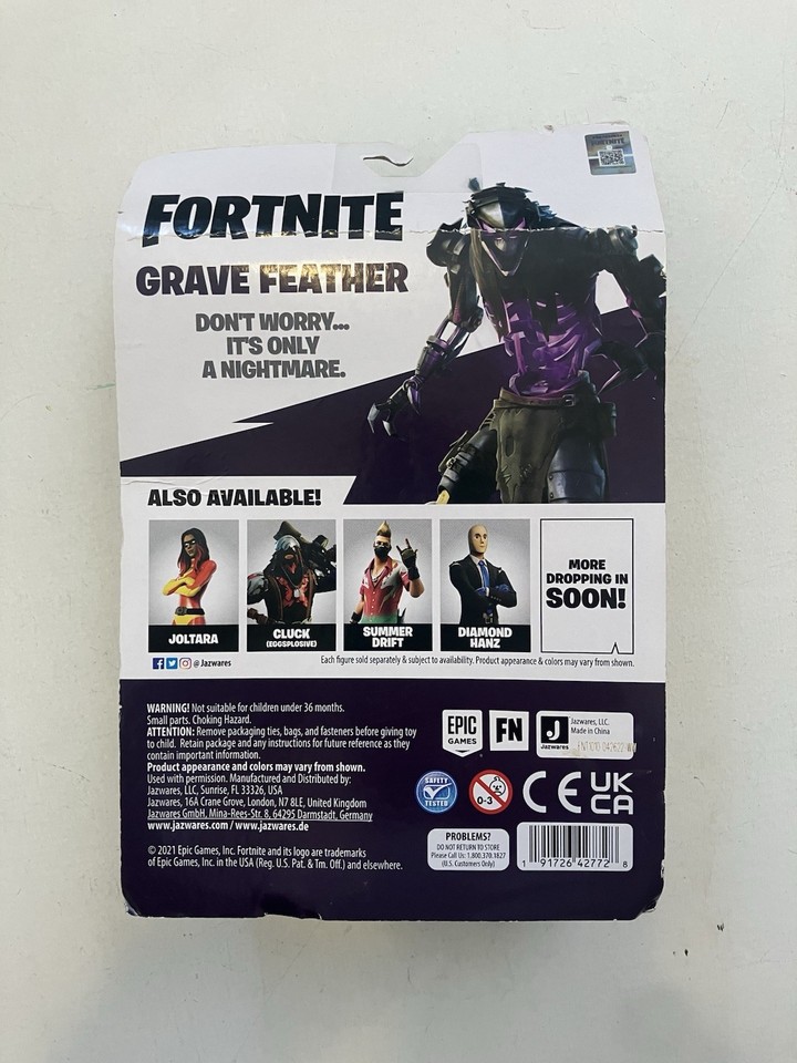 Fortnite Solo Mode GRAVE FEATHER 4 inch Skeleton Action Figure - NEW ...