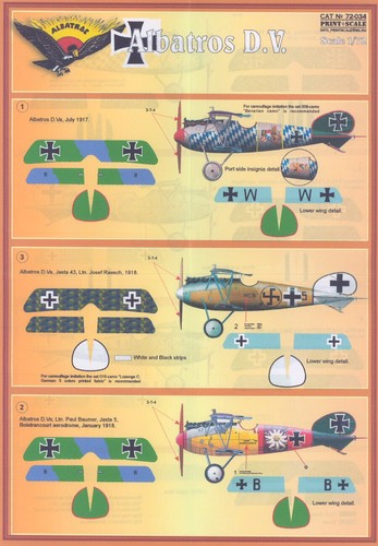 Print Scale Decals 1/72 ALBATROS D-V German WWI Fighter | eBay