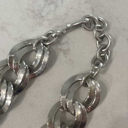 Vintage Monet Silver Tone Heavy Double Link Chain Necklace, Signed 20 ...