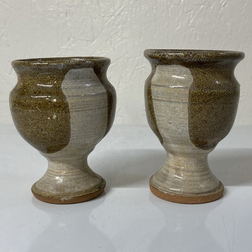 Fogarty Pottery Neutral Glazed Browns & Cream Mini Goblet, Votive, Vase ...
