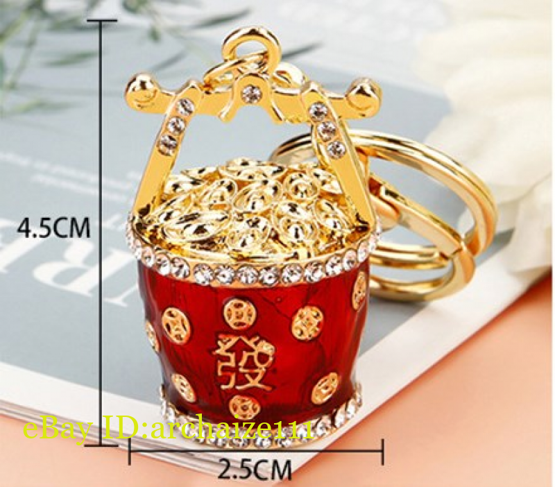 Zhaocai Car Keychain Women Creative Diamond Inlaid Treasure Pot Metal ...