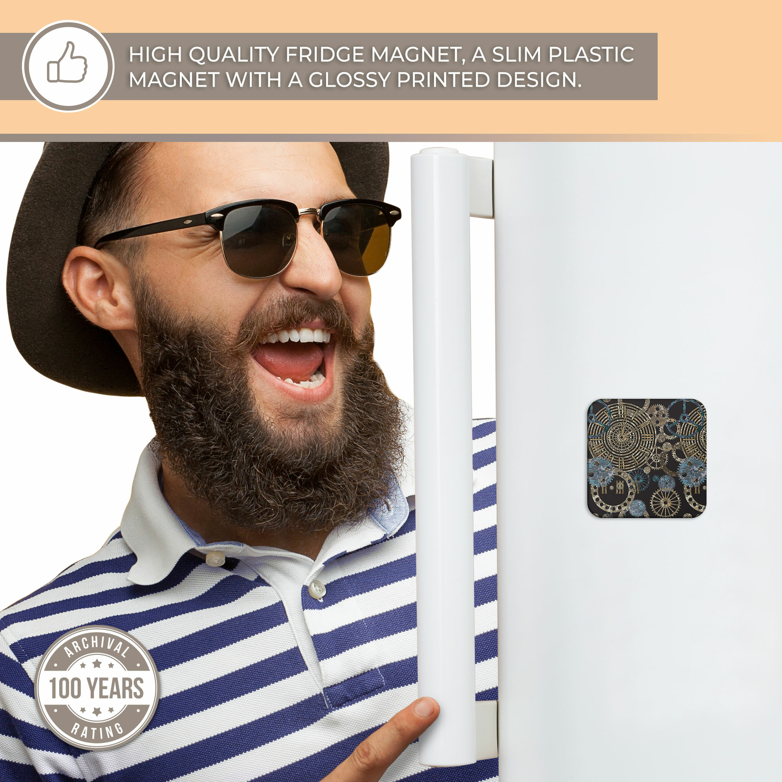 Awesome Fridge Magnet - Steampunk Gears Pattern Clockwork Cool Gift ...