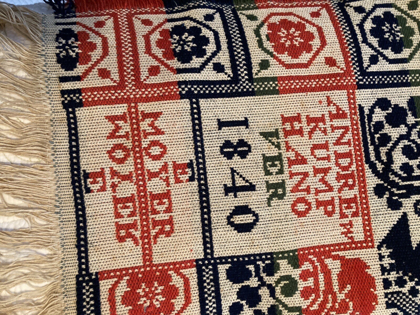 1840 dated Andrew Kump antique Jacquard design coverlet wool linen bed ...