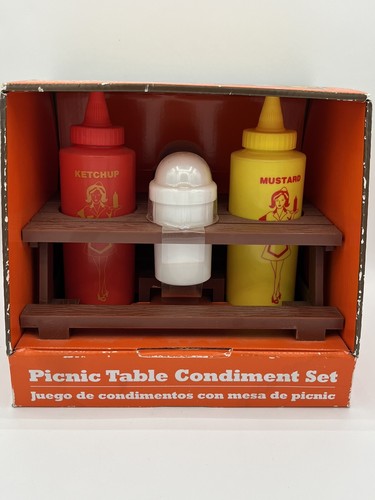 Retro Picnic Table Condiment Holder Set Mr BAR-B-Q NEW IN BOX - BBQ ...