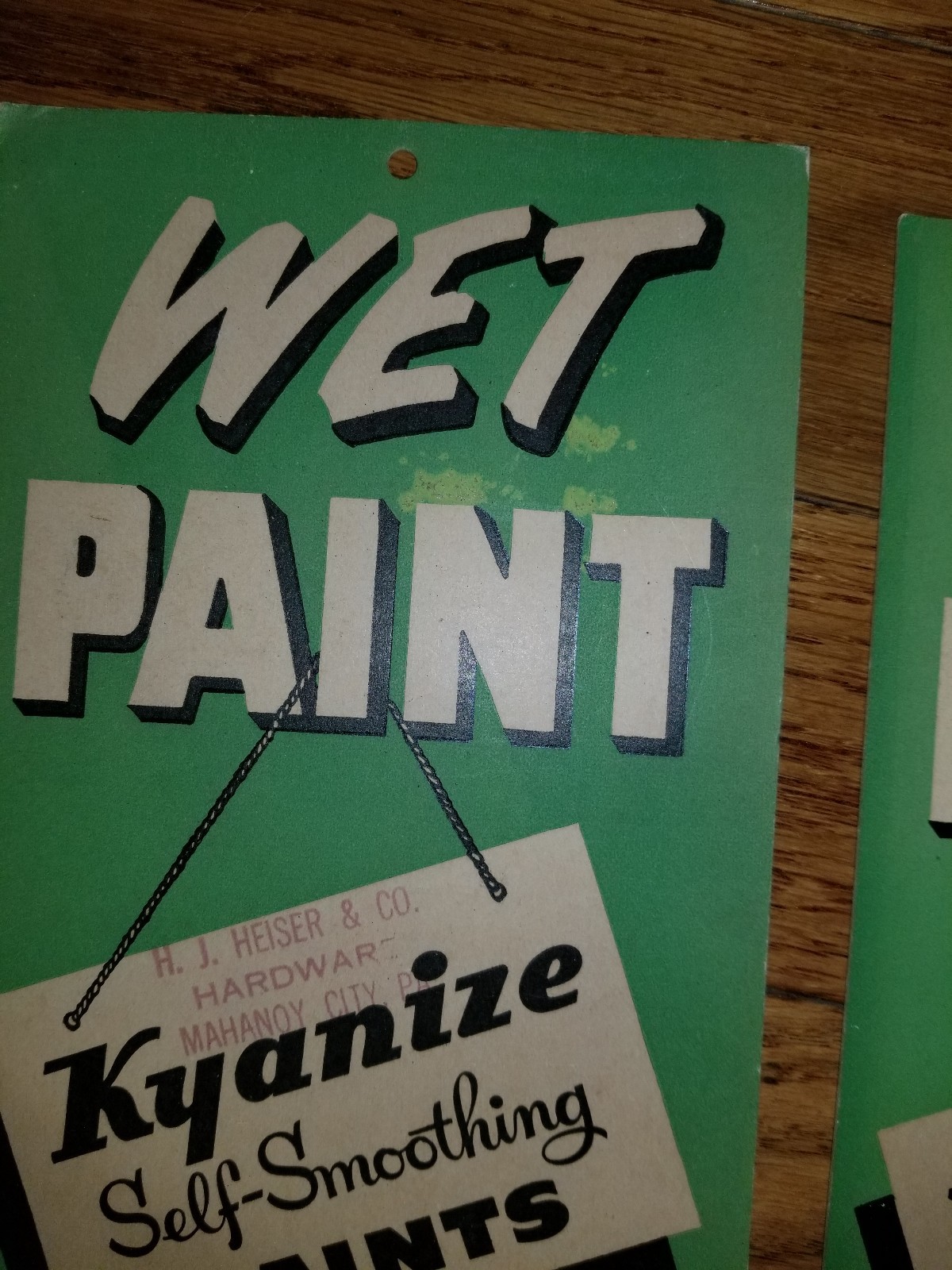Lot Of 3 Wet Paint Signs Kyanize Heiser Hardware mahanoy City Pa | eBay