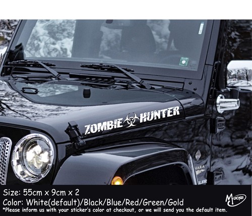 2x ZOMBIE HUNTER Stickers-Reflective/Metallic Color Funny Car Jeep 55cm ...