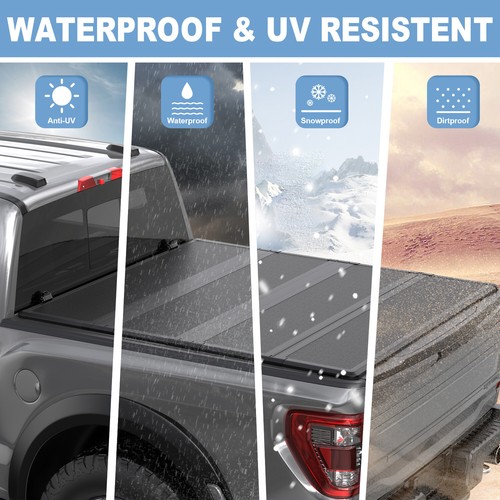 FRP 6.5FT Solid Tonneau Cover Bed 4-Fold For 14-2025 Chevy Silverado ...