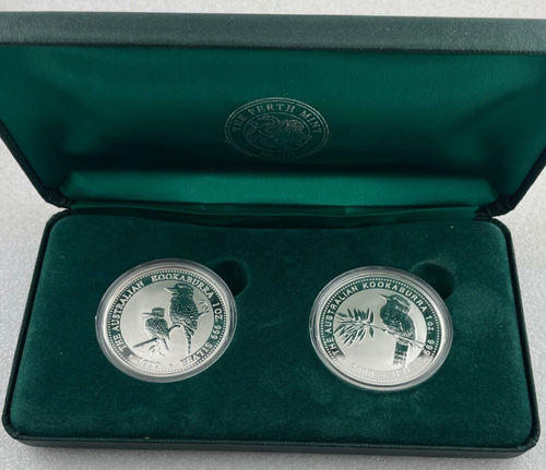 1999 & 2000 Australian Kookaburra Set in Perth Mint Box - 1oz Silver ...