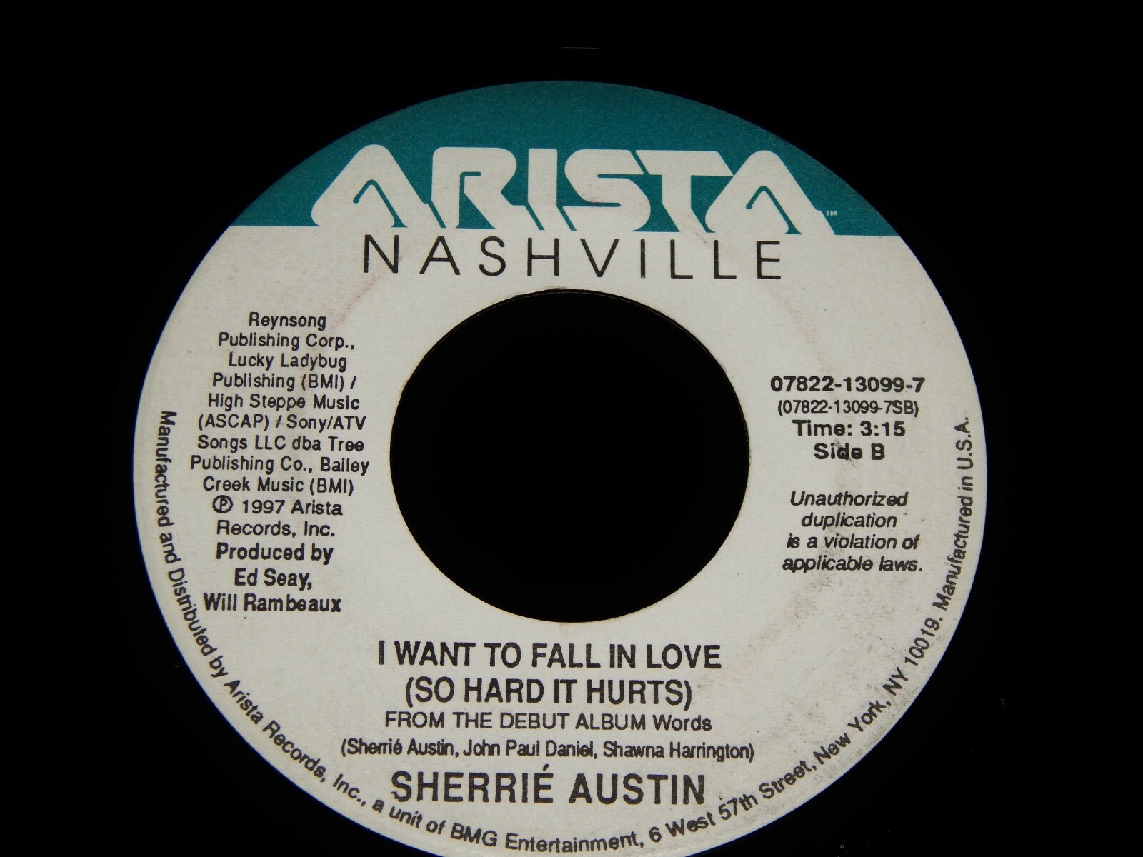 Vintage Record, SHERRIE AUSTIN: ONE SOLITARY TEAR, 45 rpm,1997,Country ...
