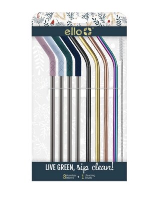 Ello 8pk Stainless/Silicone Tip Straws | eBay